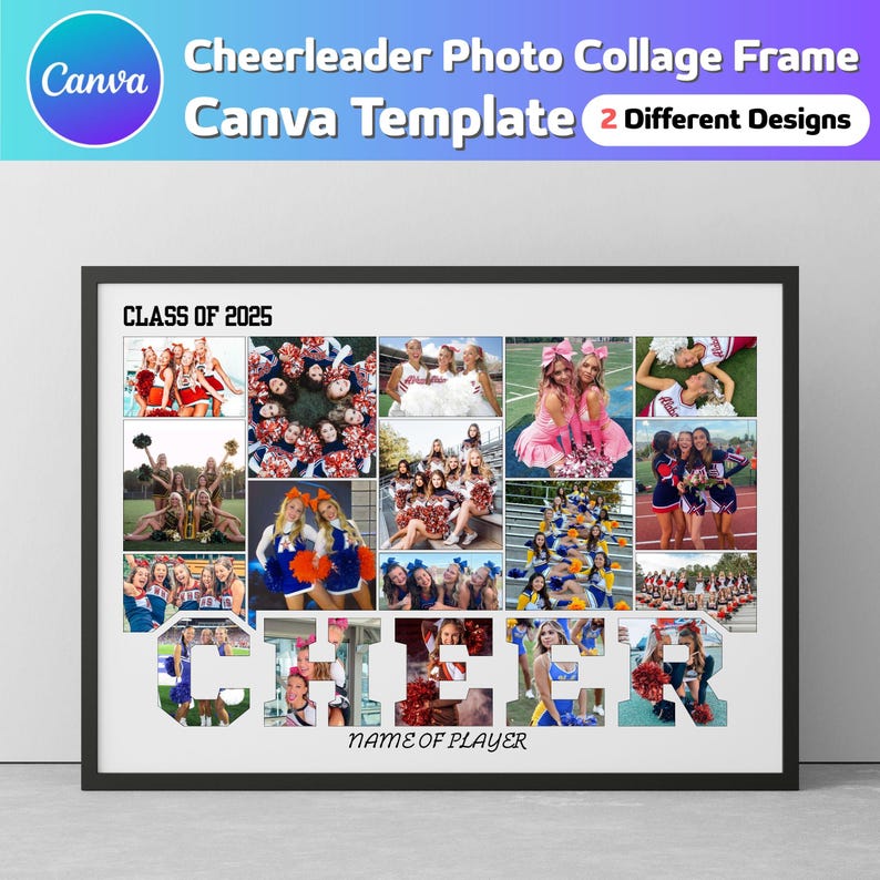 Cheerleader Photo Collage Frame Canva Template |editable Photo Collage ...