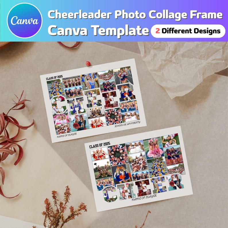 Cheerleader Photo Collage Frame Canva Template |editable Photo Collage ...