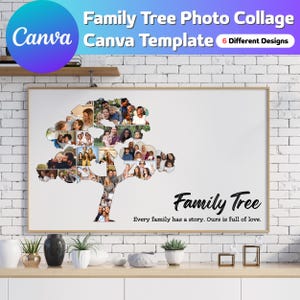 Family Tree Photo Collage Canva Template |tree Canva Frames |6 ...