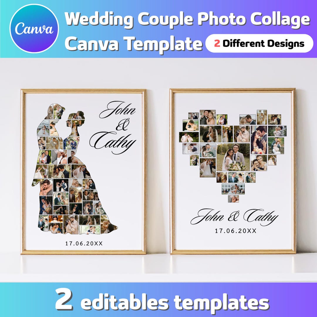 Wedding Couple Photo Collage Canva Template |memorial Collage |drag ...