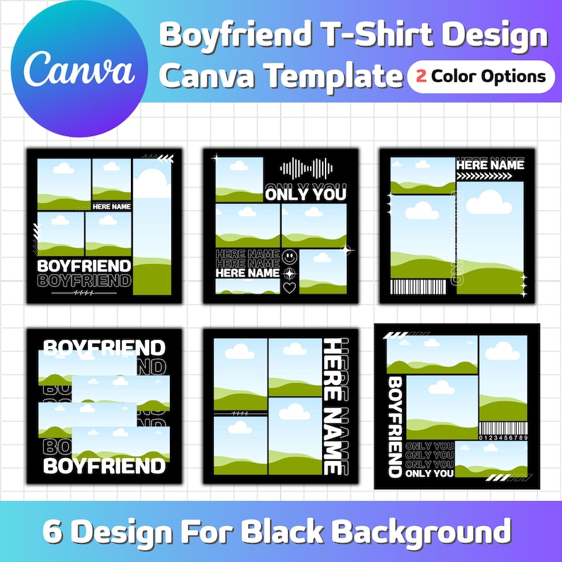 Boyfriend T-shirt Design Canva Template |editable Photo Collage |12 ...