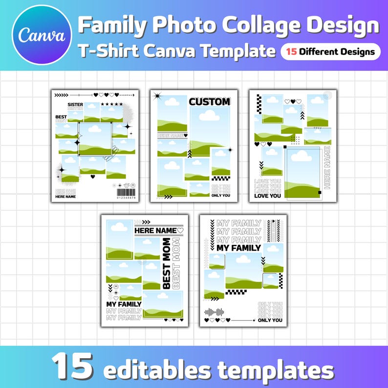 Family Photo Collage Design T-shirt Canva Template |memorial Collage ...