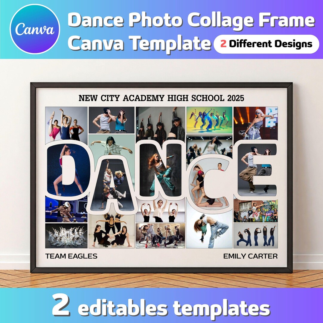Dance Photo Collage Frame Canva Template |editable Photo Collage |2 ...
