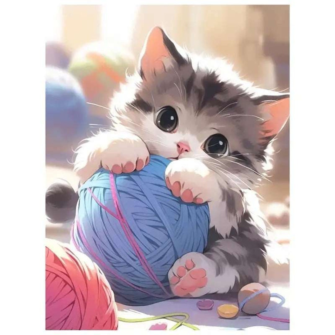 Cat With Yarn Diamond Dotz Painting Kit Art - Etsy