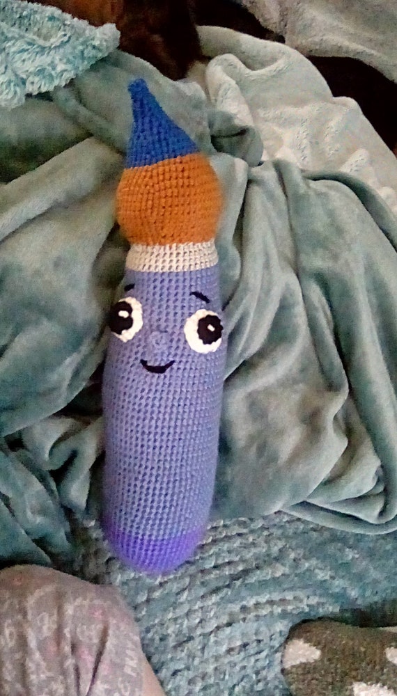Crochet petey paintbrush can Rattle inspired | Etsy