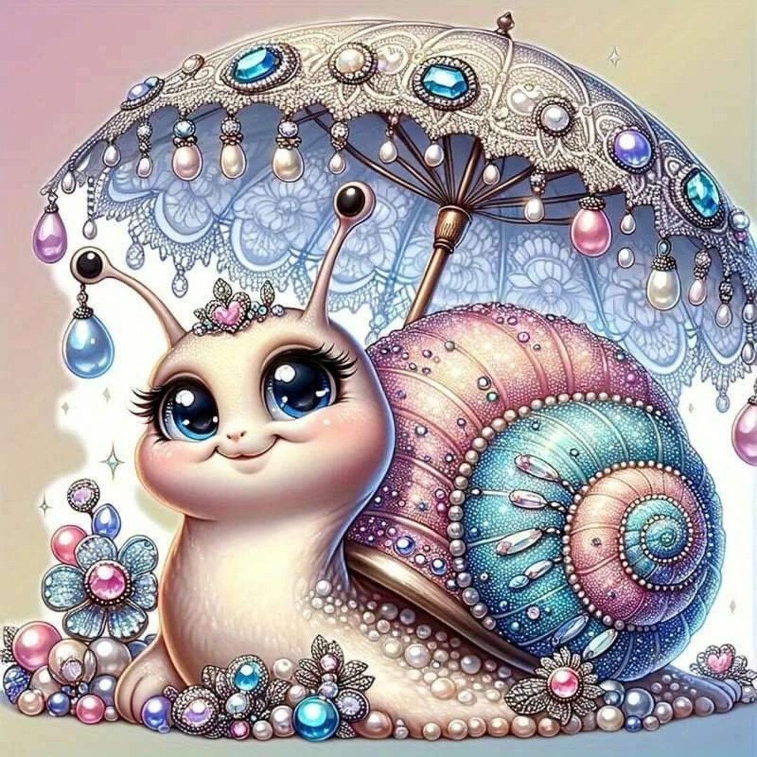 Snail With Umbrella Diamond Painting Large - Etsy