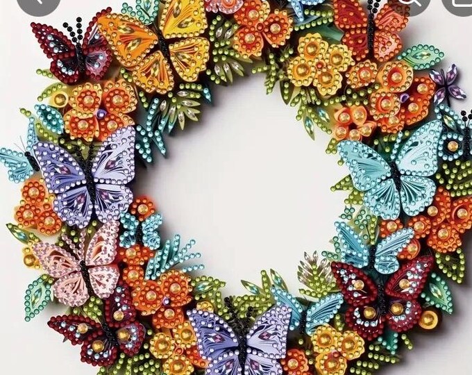 Diamond Dotz Painting Wreath Butterflies Flowers Kit - Etsy