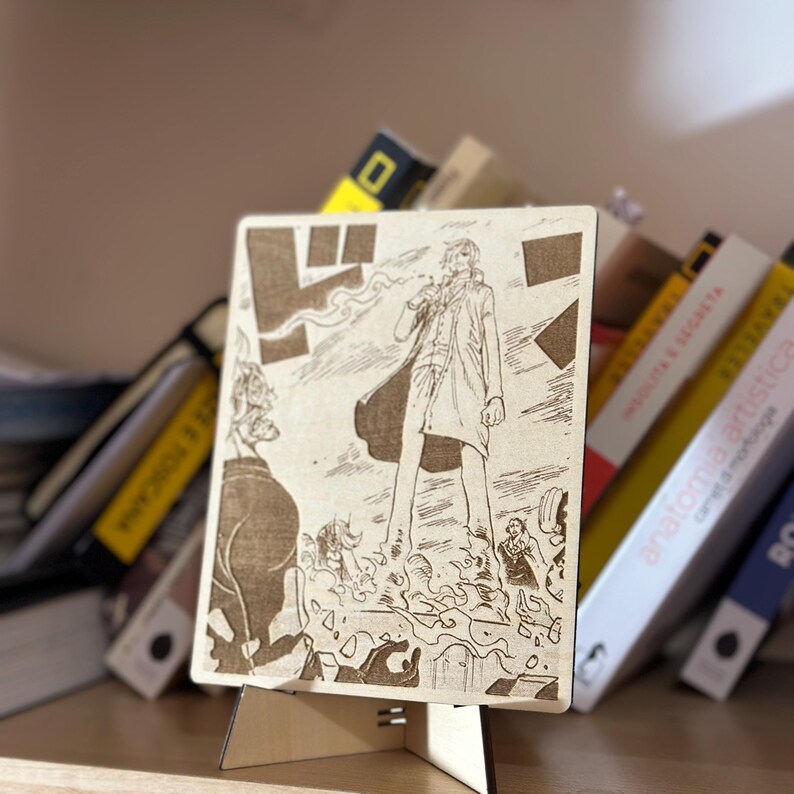 One Piece – Sanji Wooden Manga Panel | Iconic Entrance Scene, Laser ...
