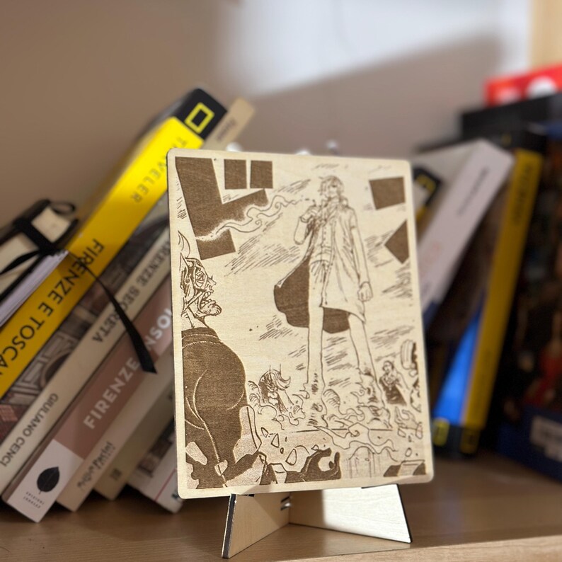 One Piece – Sanji Wooden Manga Panel | Iconic Entrance Scene, Laser ...