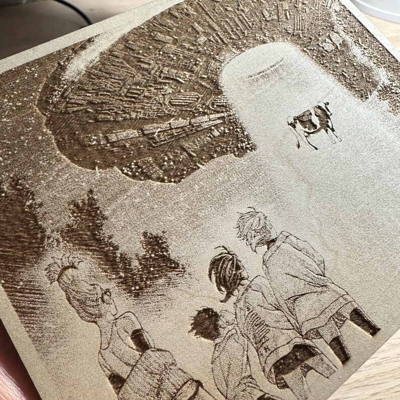 Dandadan – UFO Abduction Scene Wooden Manga Panel | Laser Engraved ...