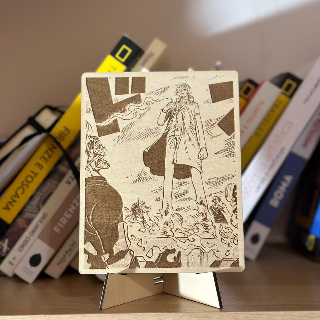 One Piece – Sanji Wooden Manga Panel | Iconic Entrance Scene, Laser ...