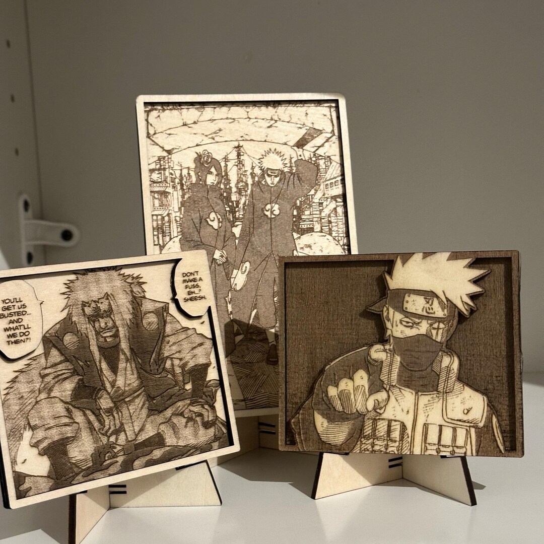 Naruto Wooden Manga Plaques – Jiraiya, Kakashi, Pain & Konan Laser ...