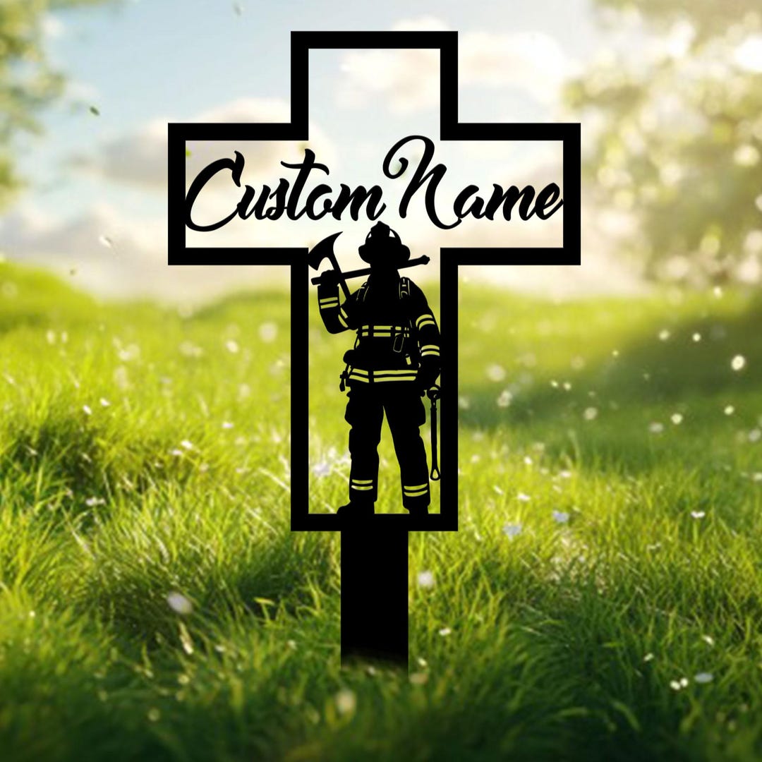 Personalized Fireman Memorial Metal Stake, Firefighter Metal Sign ...