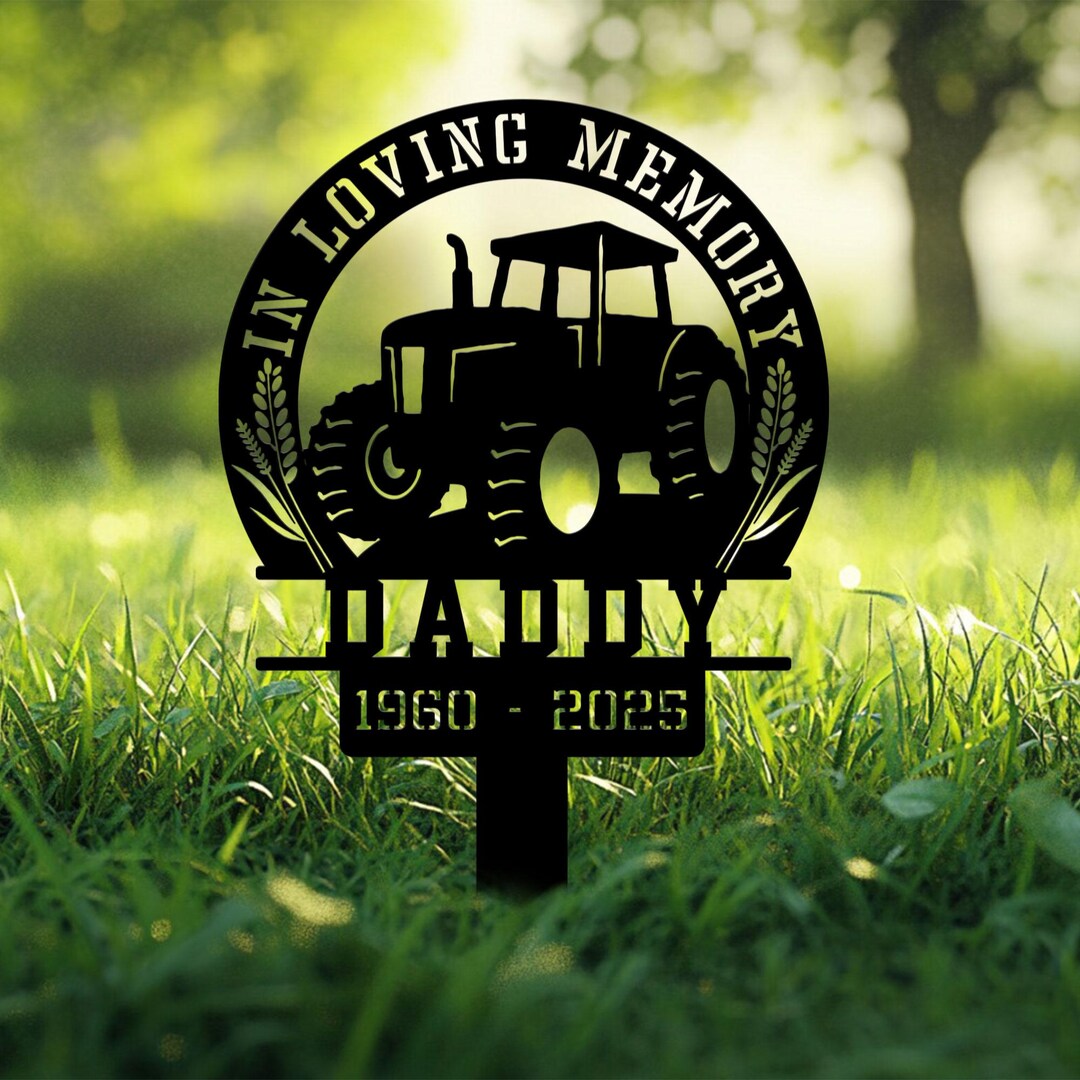 Personalized Tractor Memorial Stake, Farming Fields Metal Stake, Farmer ...