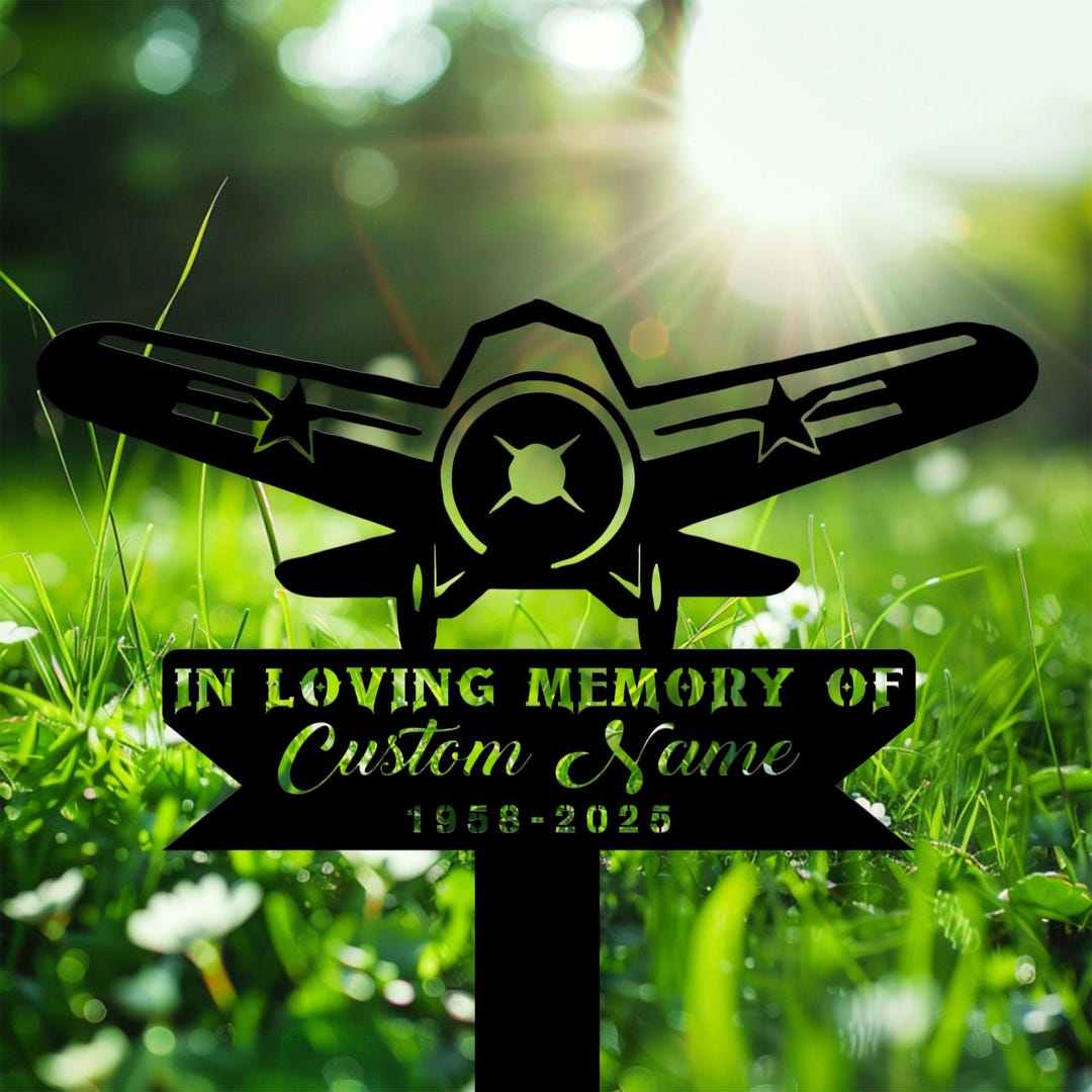 Personalized Fighter Plane Memorial Stake, Custom Pilot Loss Sympathy ...