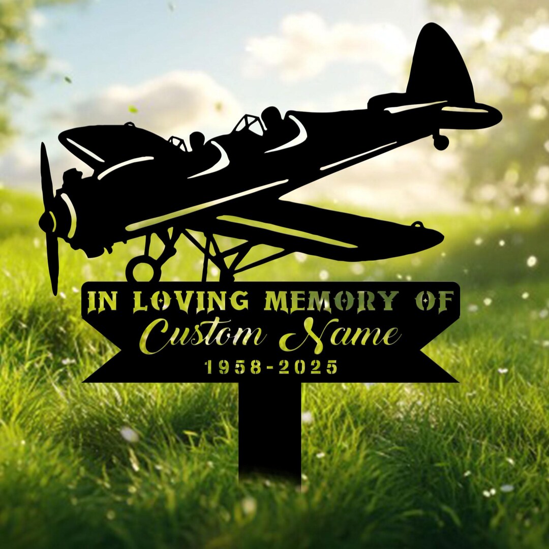 Personalized Aviator Tribute Garden Sign, Outdoor Memorial Sign, Pilot ...