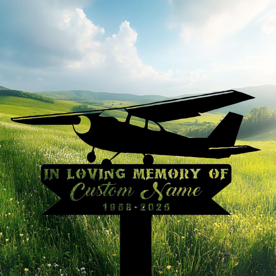 Personalized Airplane Memorial Stake, Metal Grave Marker, Sympathy Gift ...