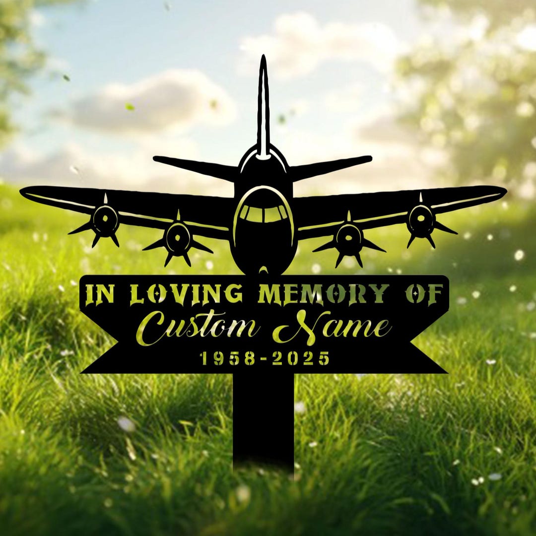 Custom Airplane Memorial Stake, Personalized in Loving Memory Grave ...