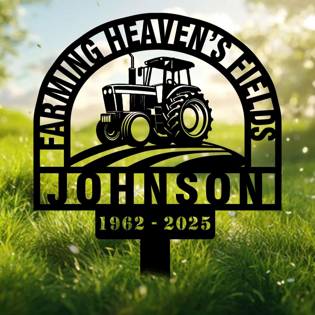 Personalized Tractor Memorial Stake, Farmer Loss Gift, Metal Garden ...