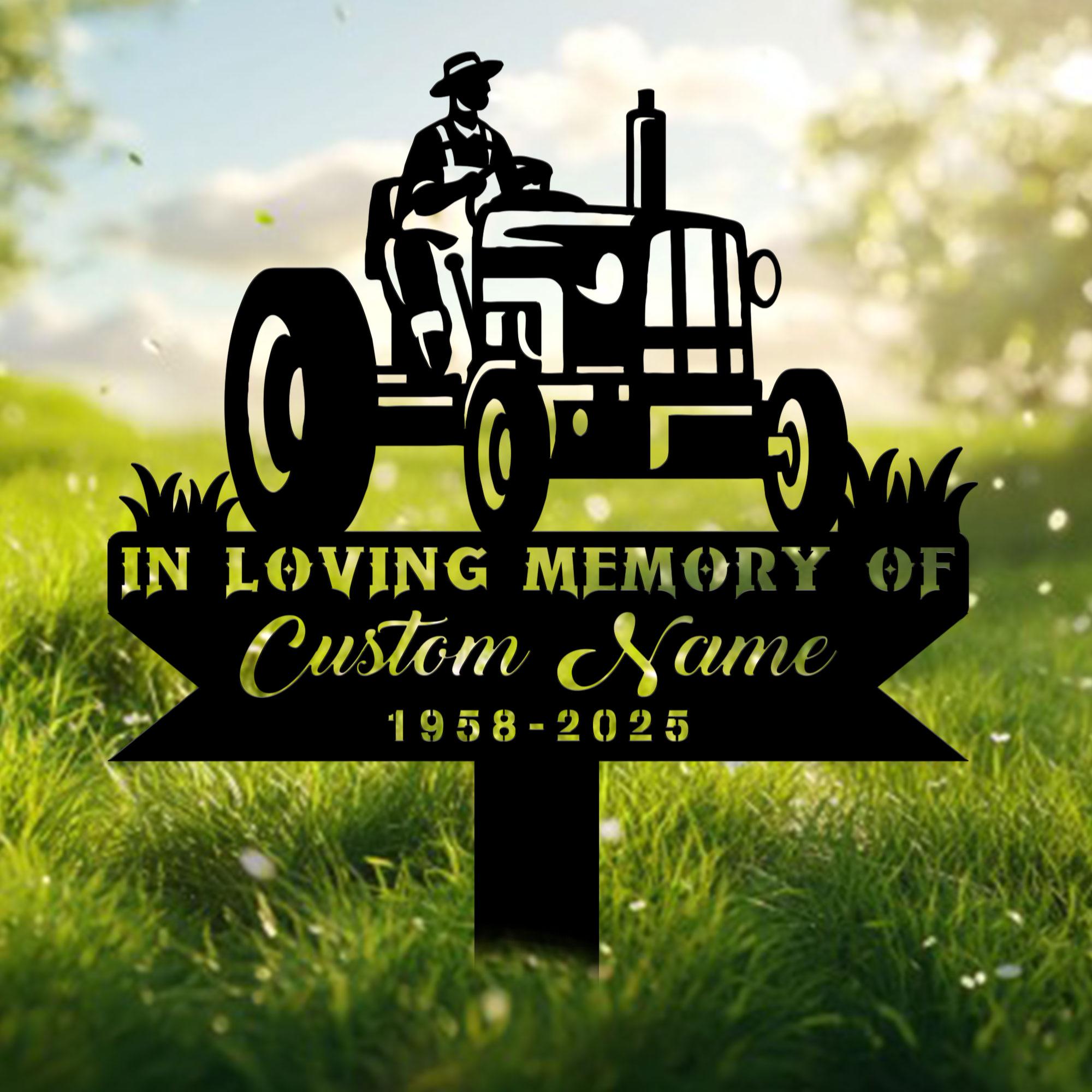 Personalized Farmer Memorial Stake, Tractor Metal Sign, Sympathy Gift ...