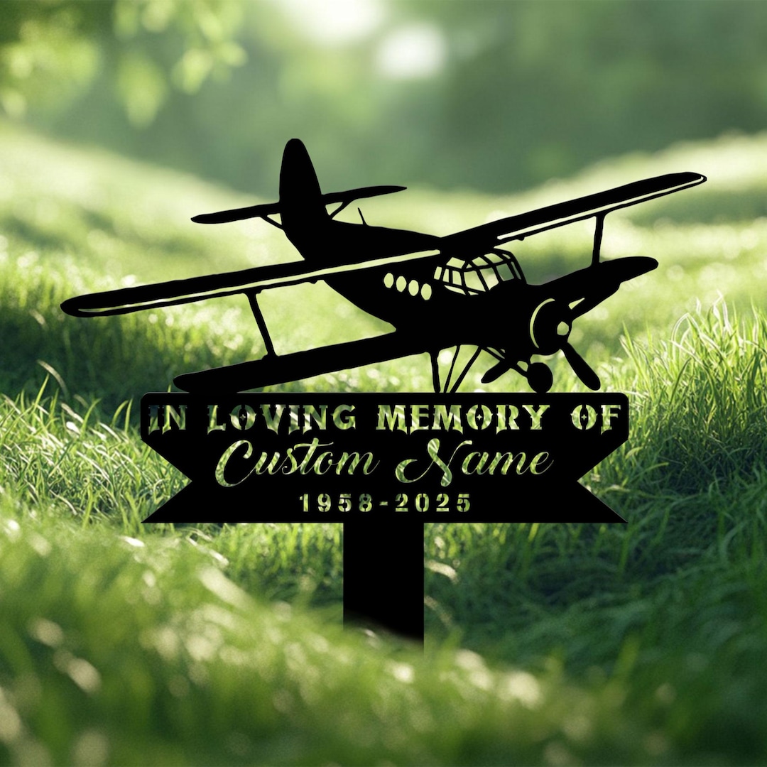 Personalized Airplane Memorial Garden Stake, Flight Crew Remembrance ...