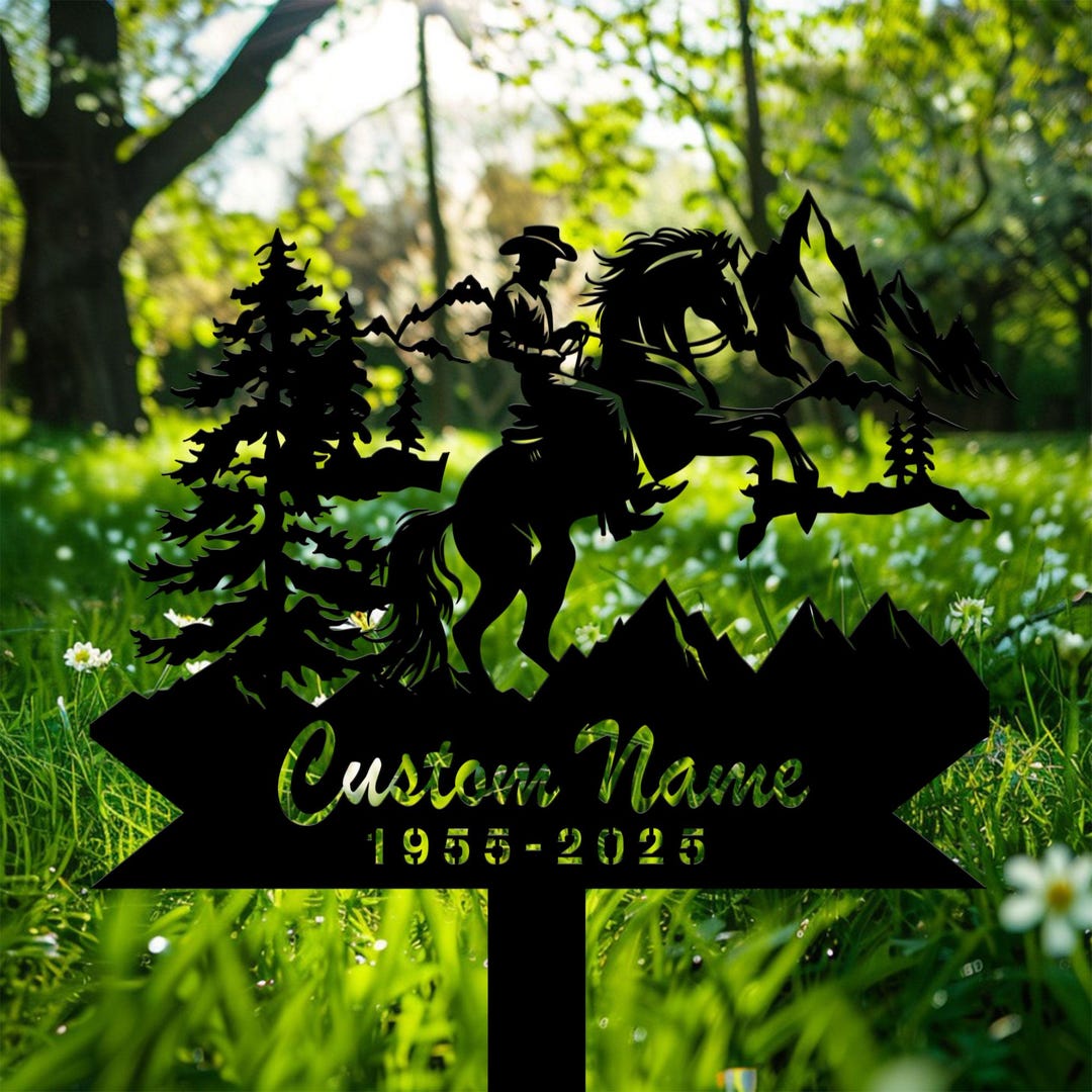 Personalized Cowboy, Memorial Stake, Western Sympathy Grave Marker ...