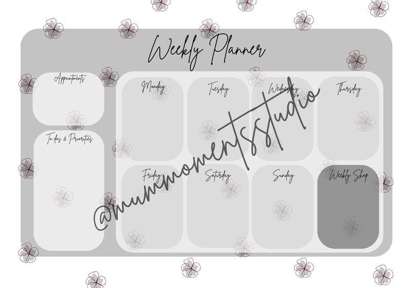 Weekly Planner Printable for Mums-black Floral Digital Planner Pack of ...