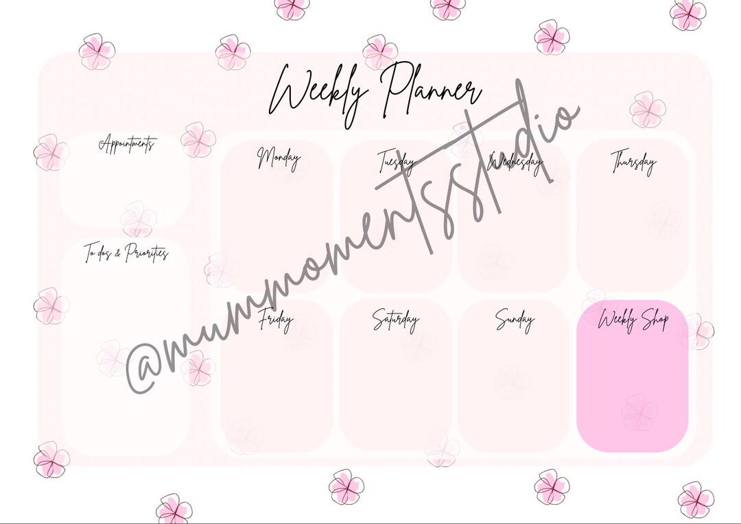 Pink Floral Weekly Planner Printable for Moms: Digital Download - Etsy