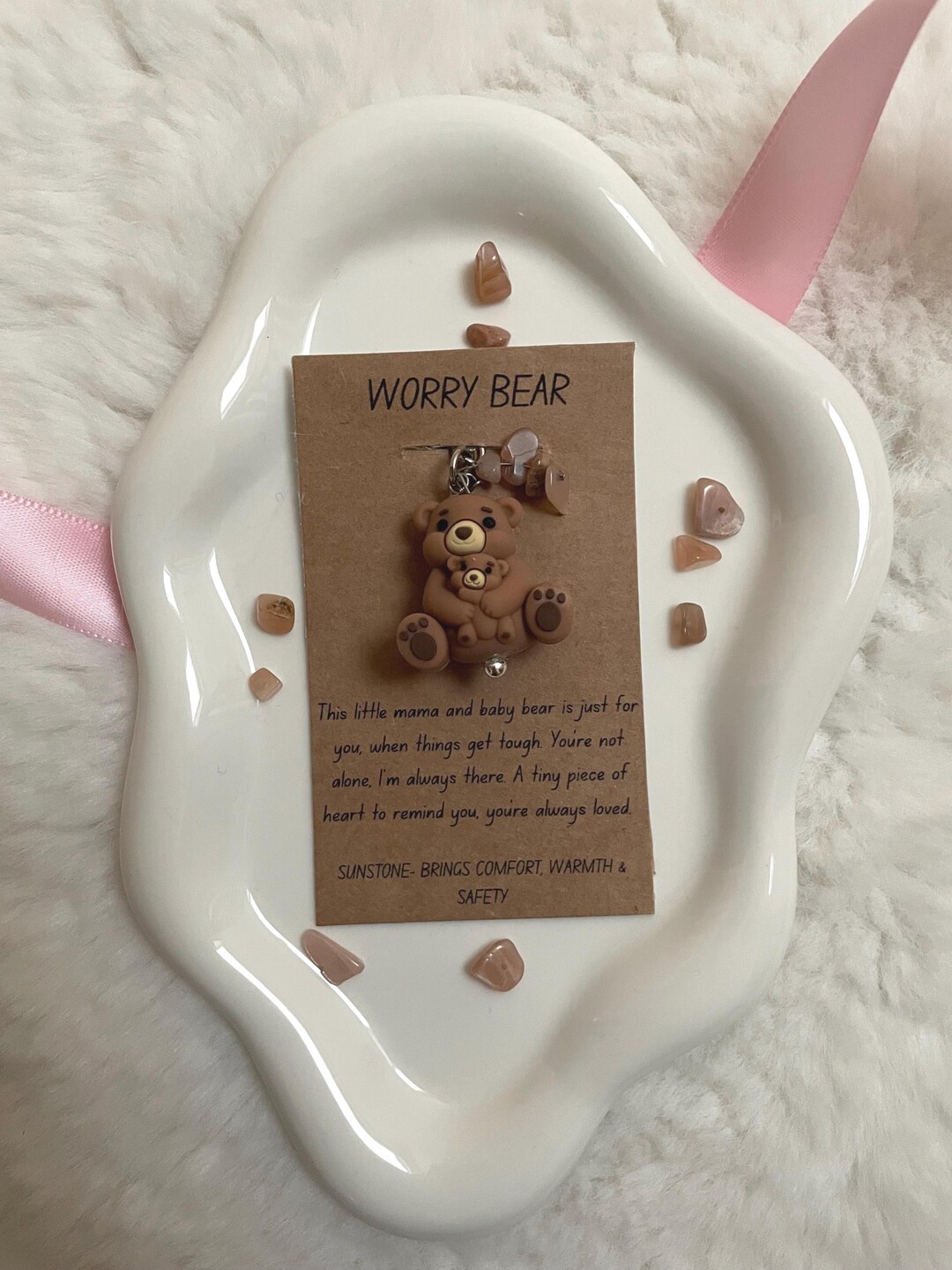 Worry Bear Sunstone Key Chain | First Mothers Day Gift | Key Ring ...