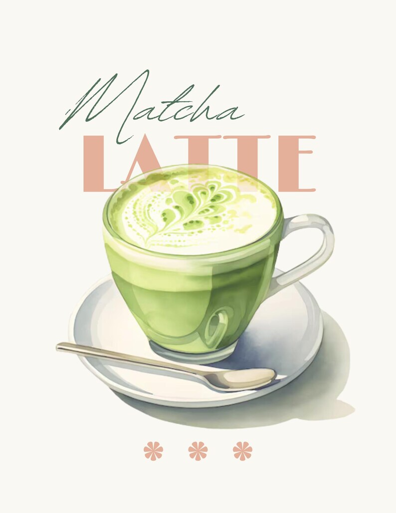 Matcha Latte Art Print – Instant Download Kitchen Decor - Etsy