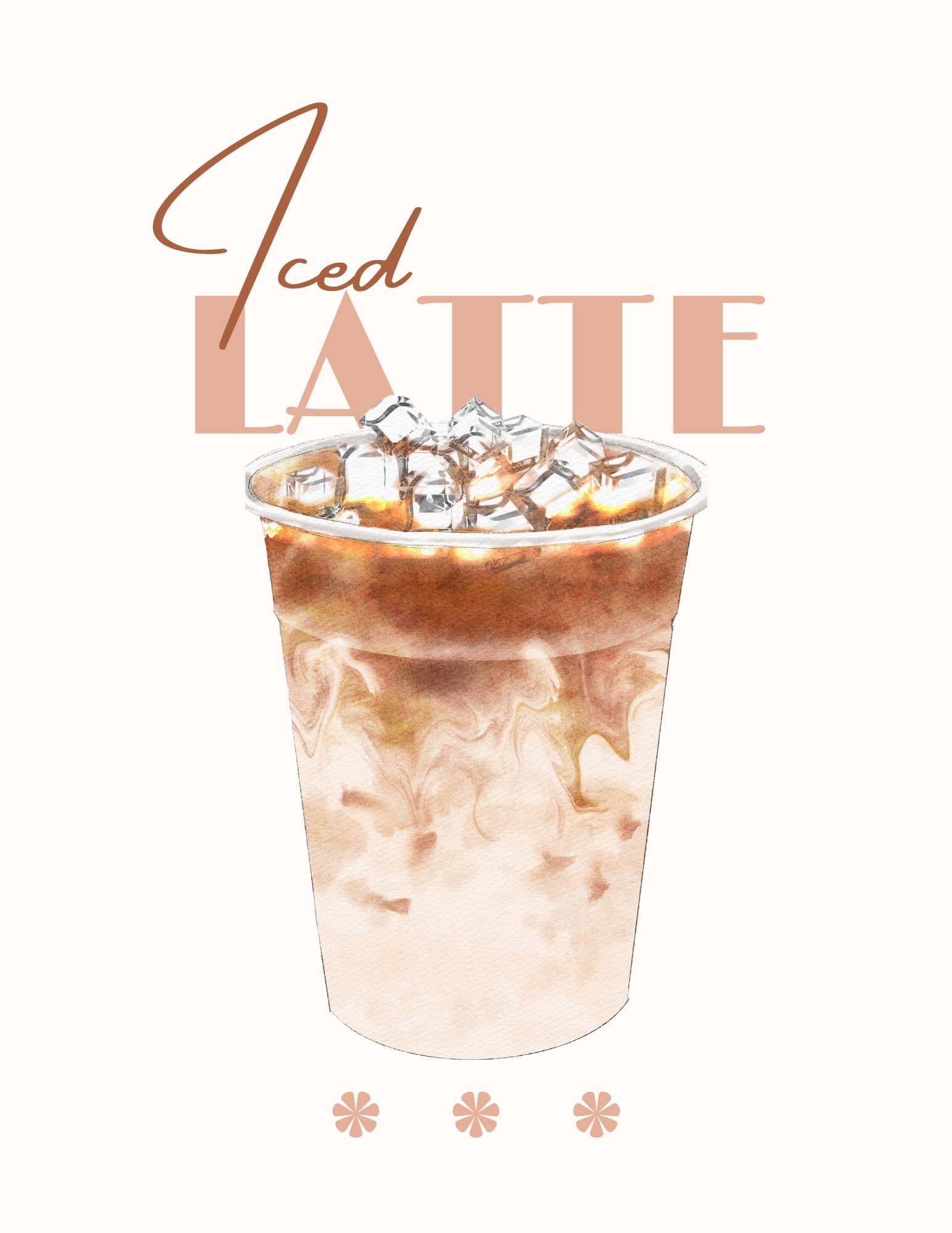 Iced Latte Art Print – Instant Download Coffee Bar Decor - Etsy