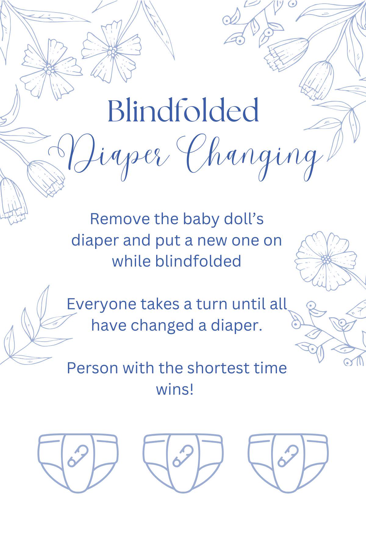 Blindfolded Diaper Changing Game Sign – Editable Baby Shower Template ...