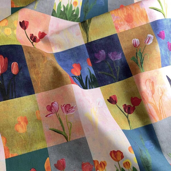 Tulip Print Fabric - Etsy