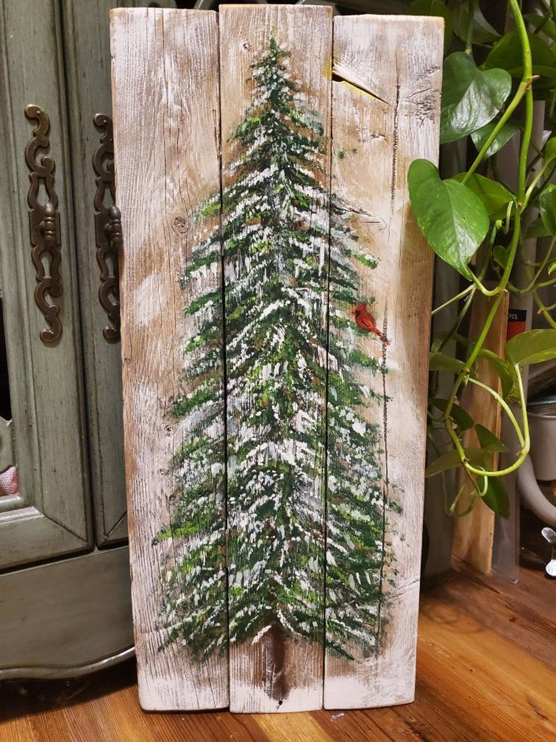 2 Ft Snowy Pine Tree Winter Magic Pallet Art Rustic Decor Wood - Etsy