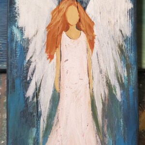 Angel Art Red Hair Rustic Wood Farmhouse Spiritual Painting Small ...