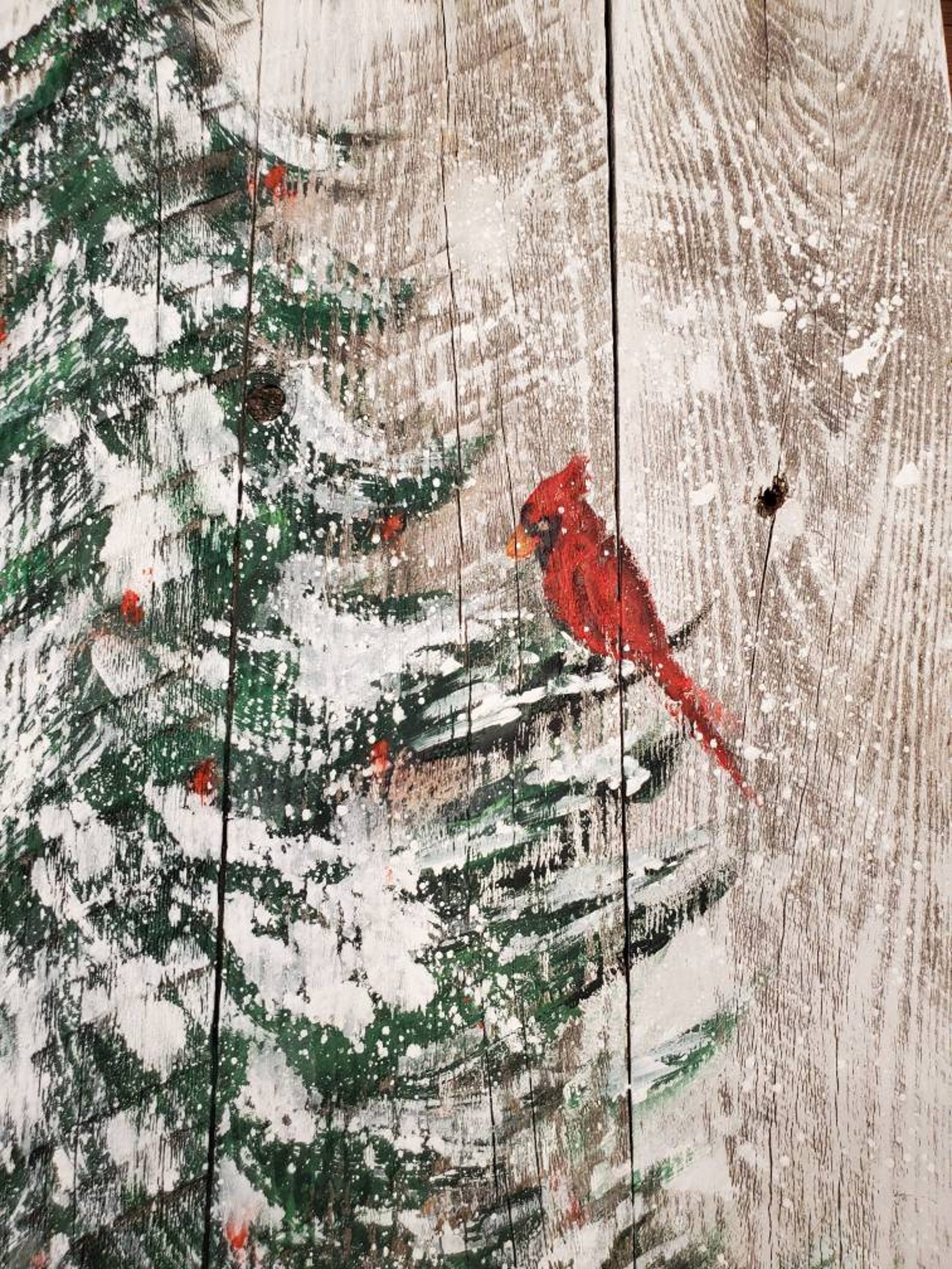 Snowy Pine Tree Winter Magic Rustic Distressed Art Reclaimed - Etsy