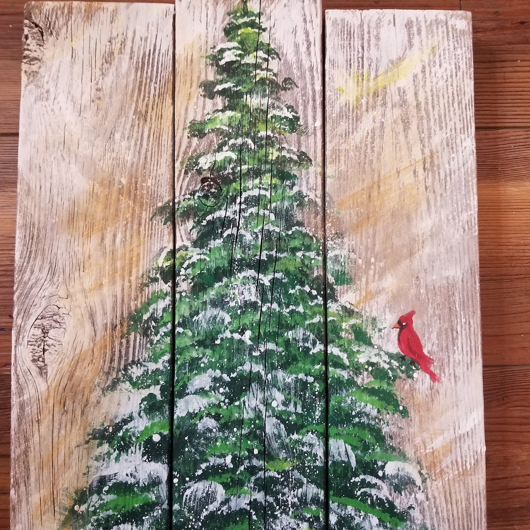 Snowy Pine Tree Winter Magic Rustic Art Home Decor Farmhouse Pallet ...