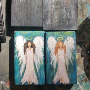 Angel Art Red Hair Rustic Wood Farmhouse Spiritual Painting Small ...