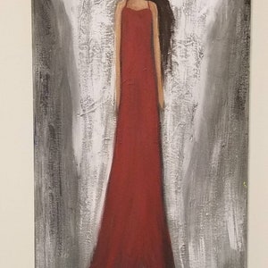 Angel in Red Dress Abstract Wings Home Decor Spiritual Art Painting ...