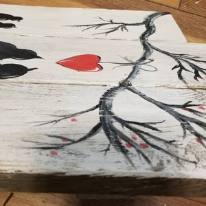 Birds on a Wire Heart Tree Love Reclaimed Rustic Wood Art Home Decor ...