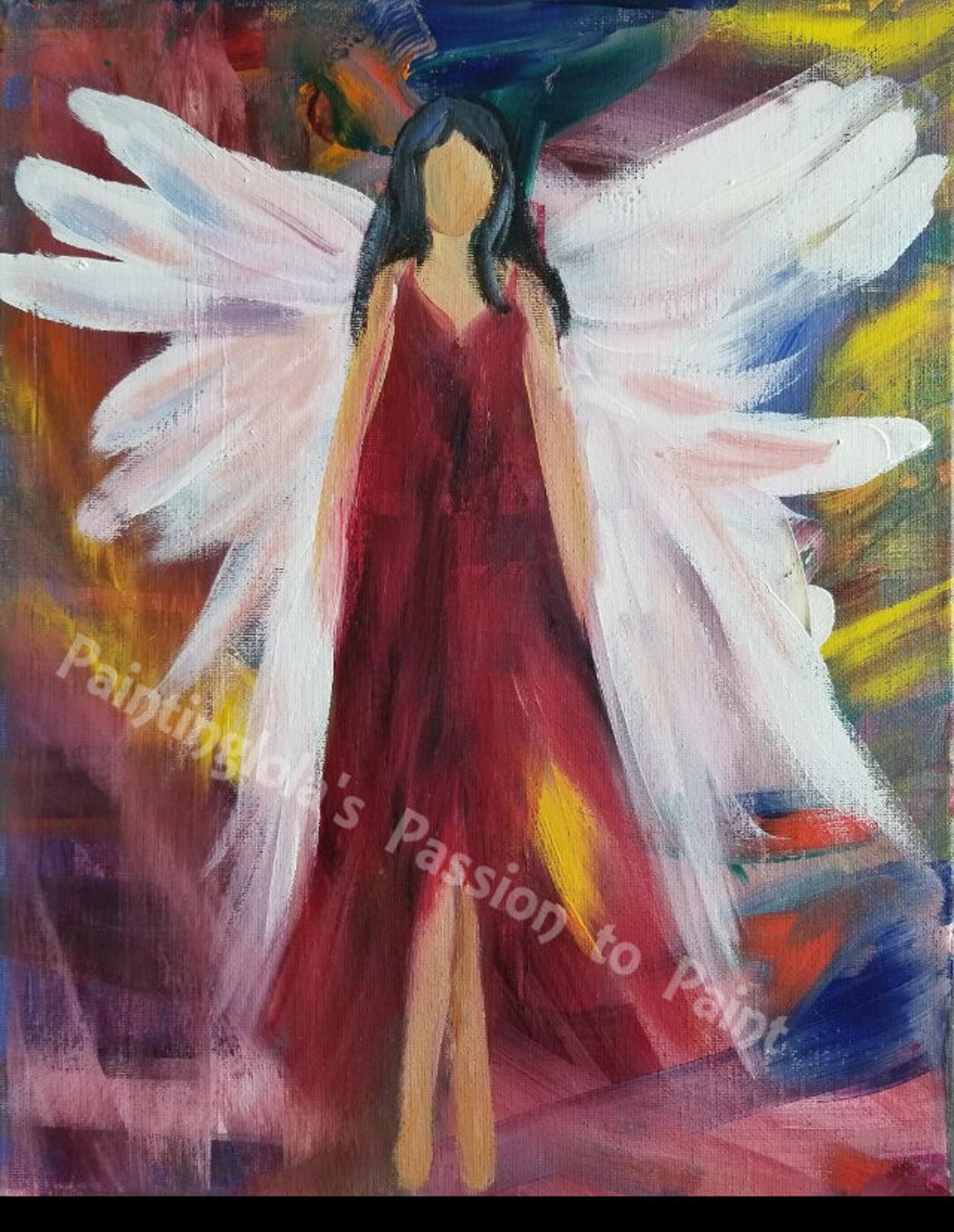 Angel Abstract Wings Red Dress Passion for Life Original Painting ...