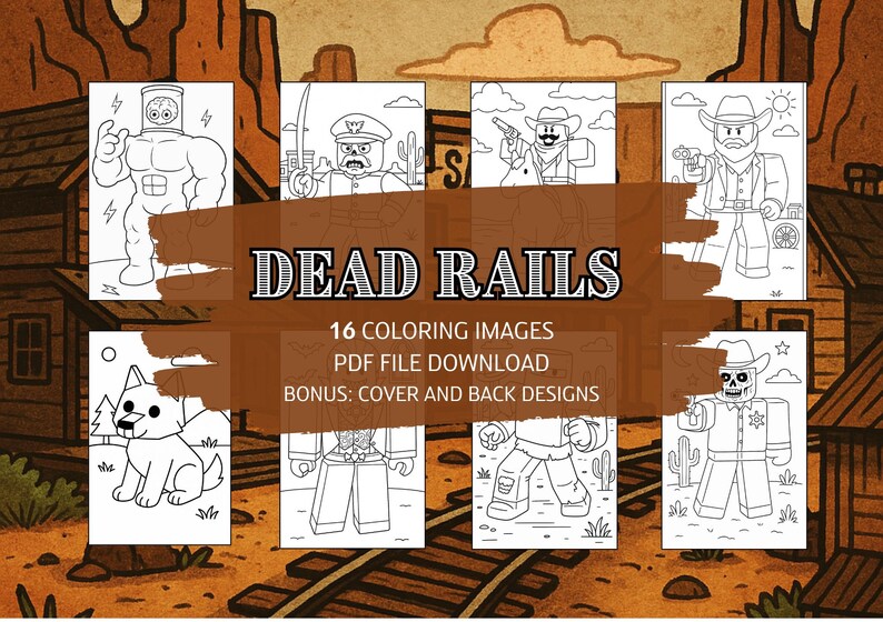 Dead Rails Coloring Book Printable - Etsy Hong Kong