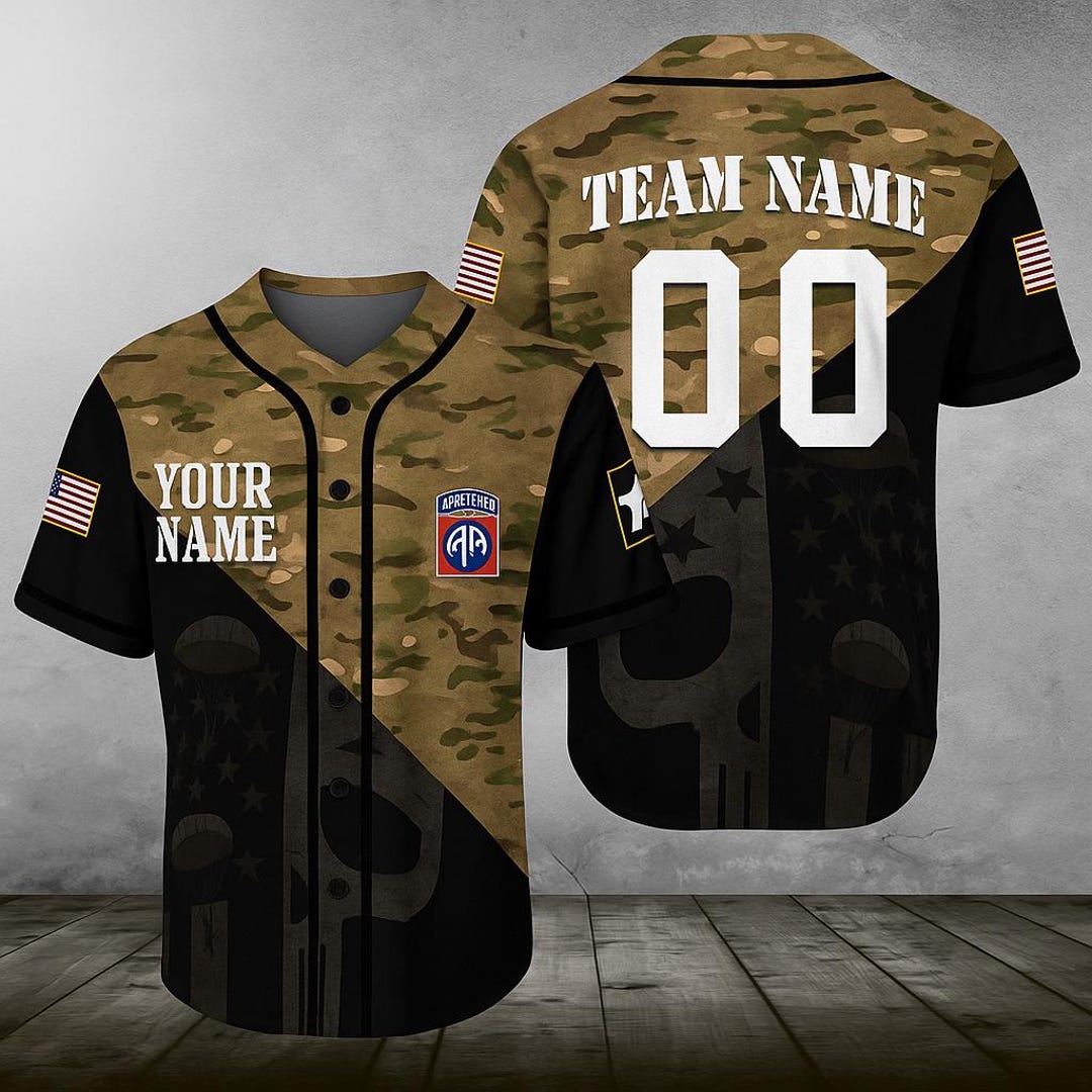 Custom Camo Baseball Jersey Military Skull Army Shirt - Etsy