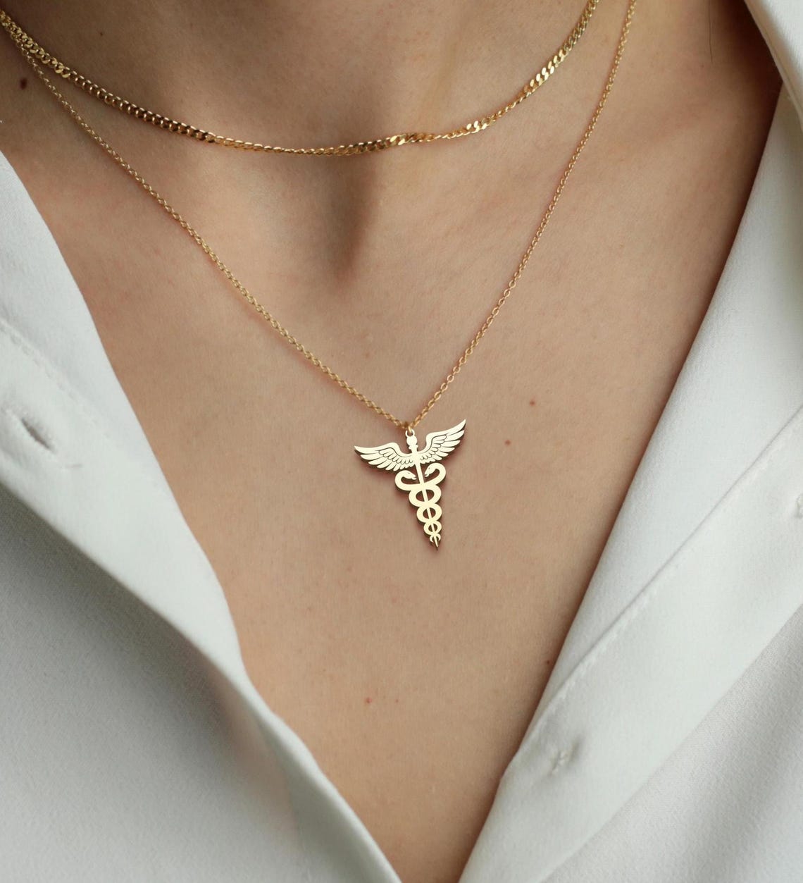 Caduceus Necklace: Sterling Silver Medical Symbol Pendant - Doctor ...