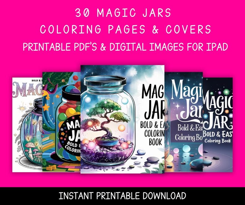 Magic Jars Coloring Pages - Printable Adult Coloring Book - Etsy