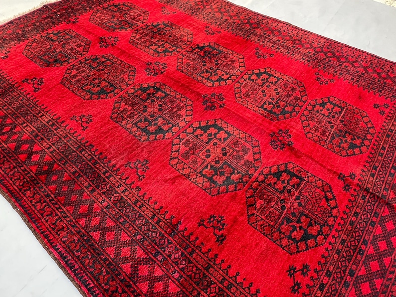Antique Red Filpai Rug, Iconic Elephant Foot Tribal Carpet, 6x8 Hand ...