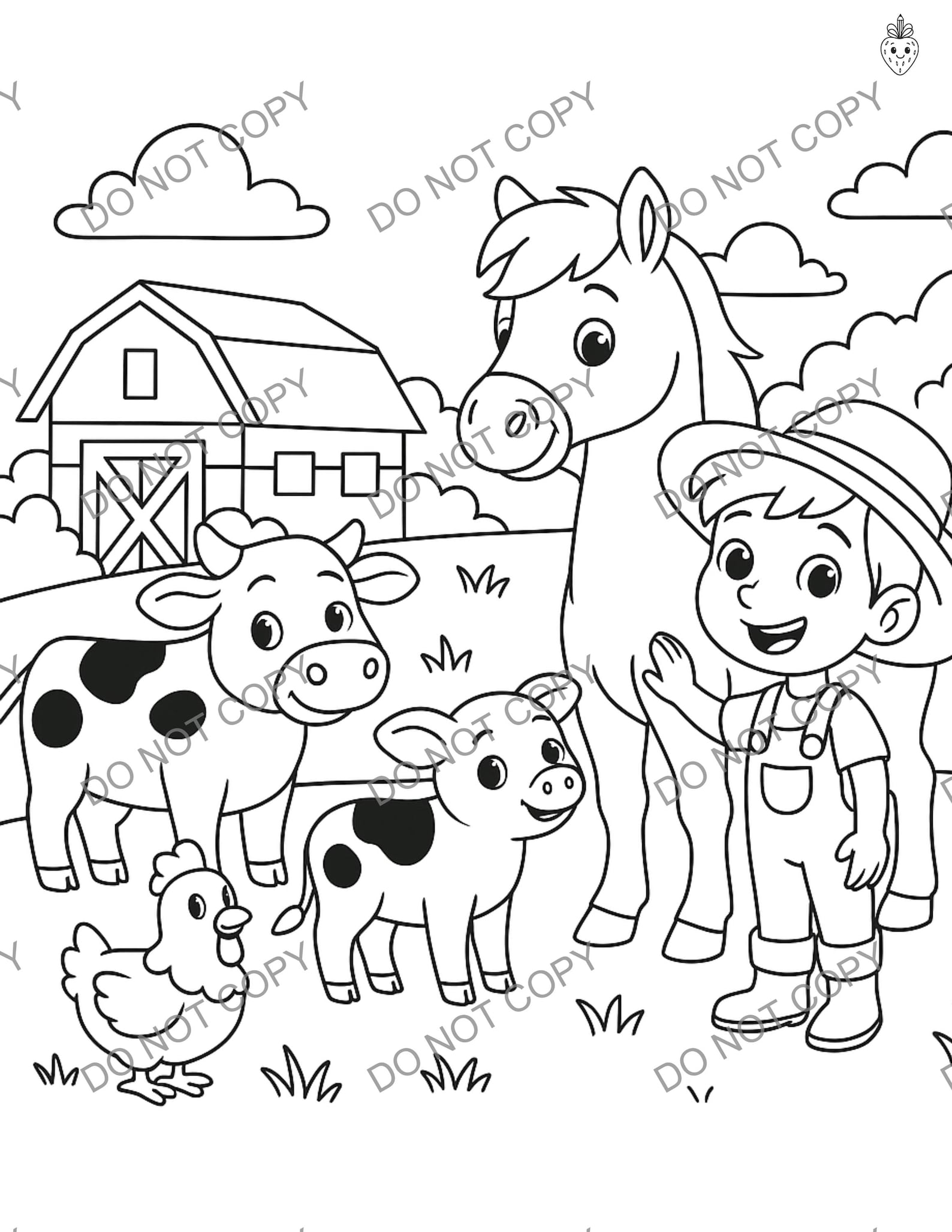 Printable 10-page Farm-animal Coloring Book—perfect for Preschool ...