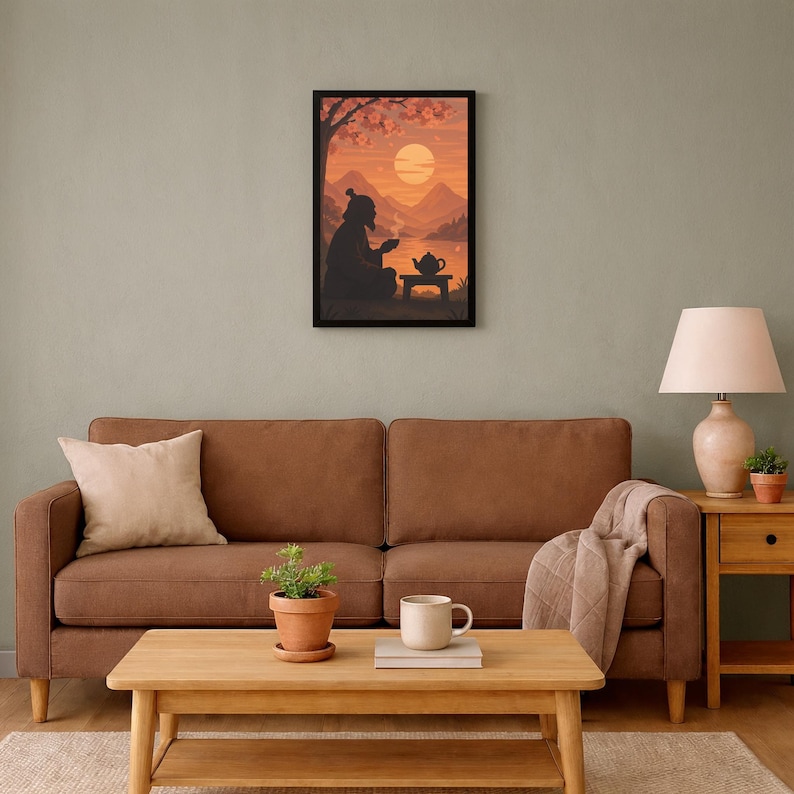 Minimalist Anime Wall Art, Zen Avatar Inspired, Sakura Tree, Cherry ...