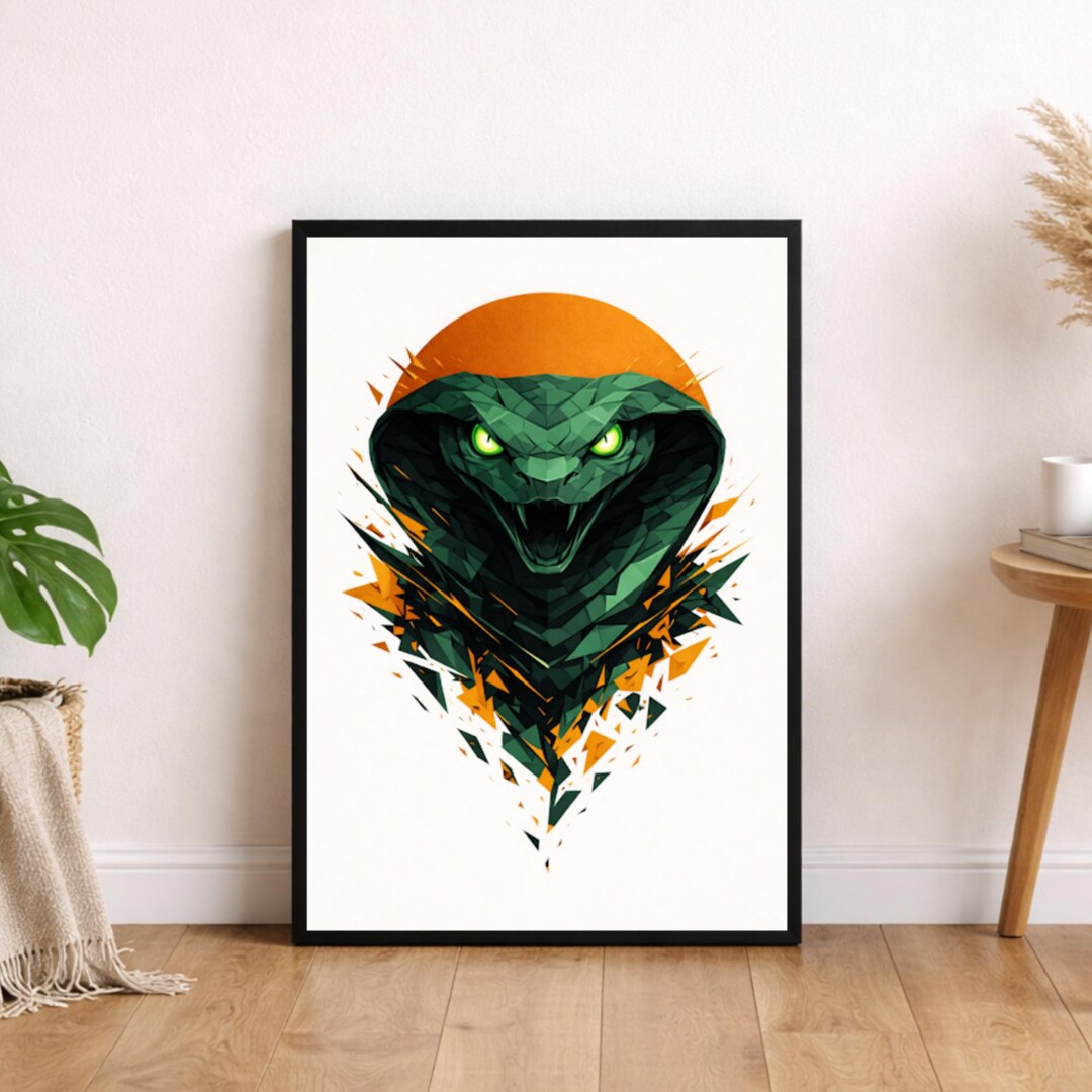 Modern Snake Head Poster, Geometric Wall Art, Polygon Snake Wall Decor ...