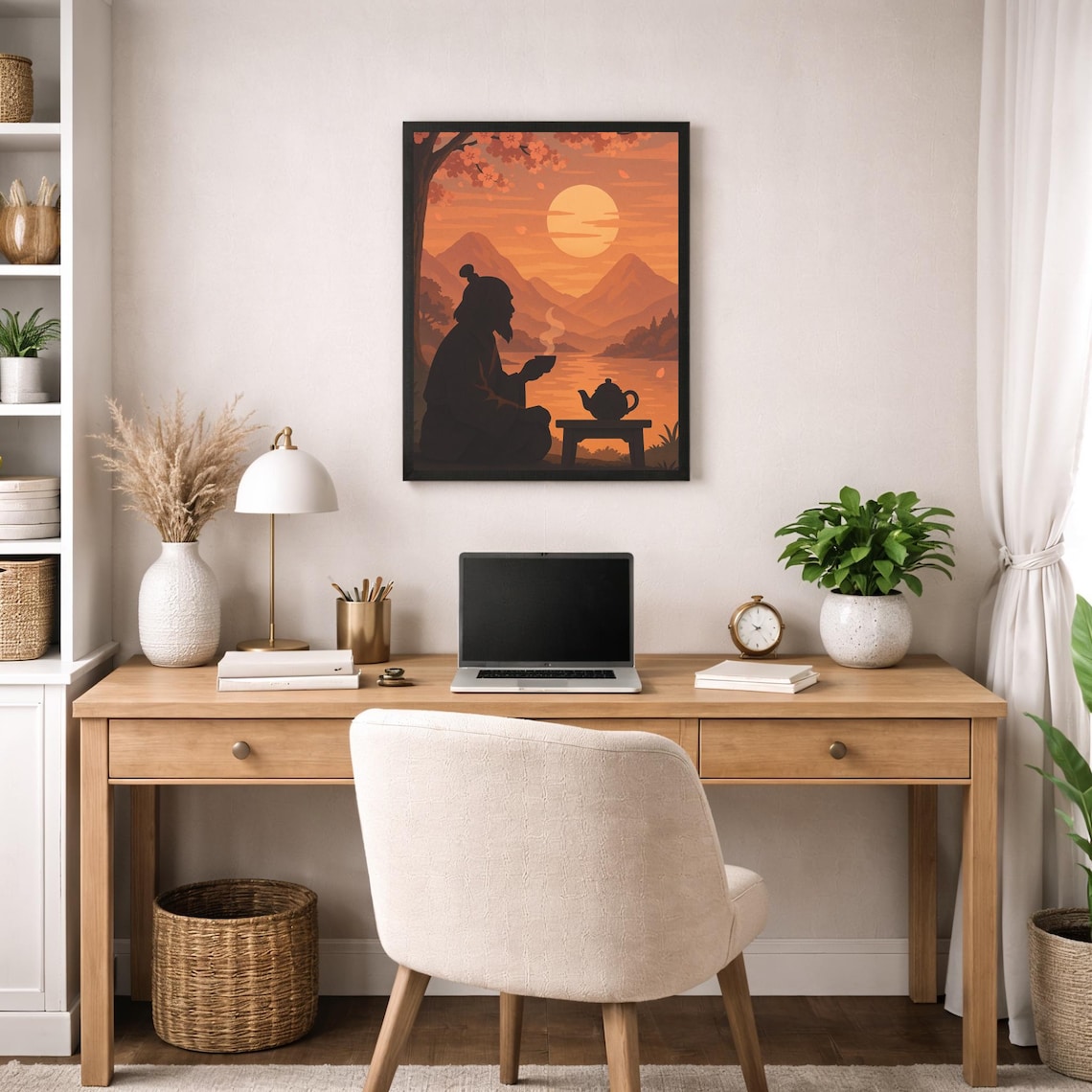 Minimalist Anime Wall Art, Zen Avatar Inspired, Sakura Tree, Cherry ...